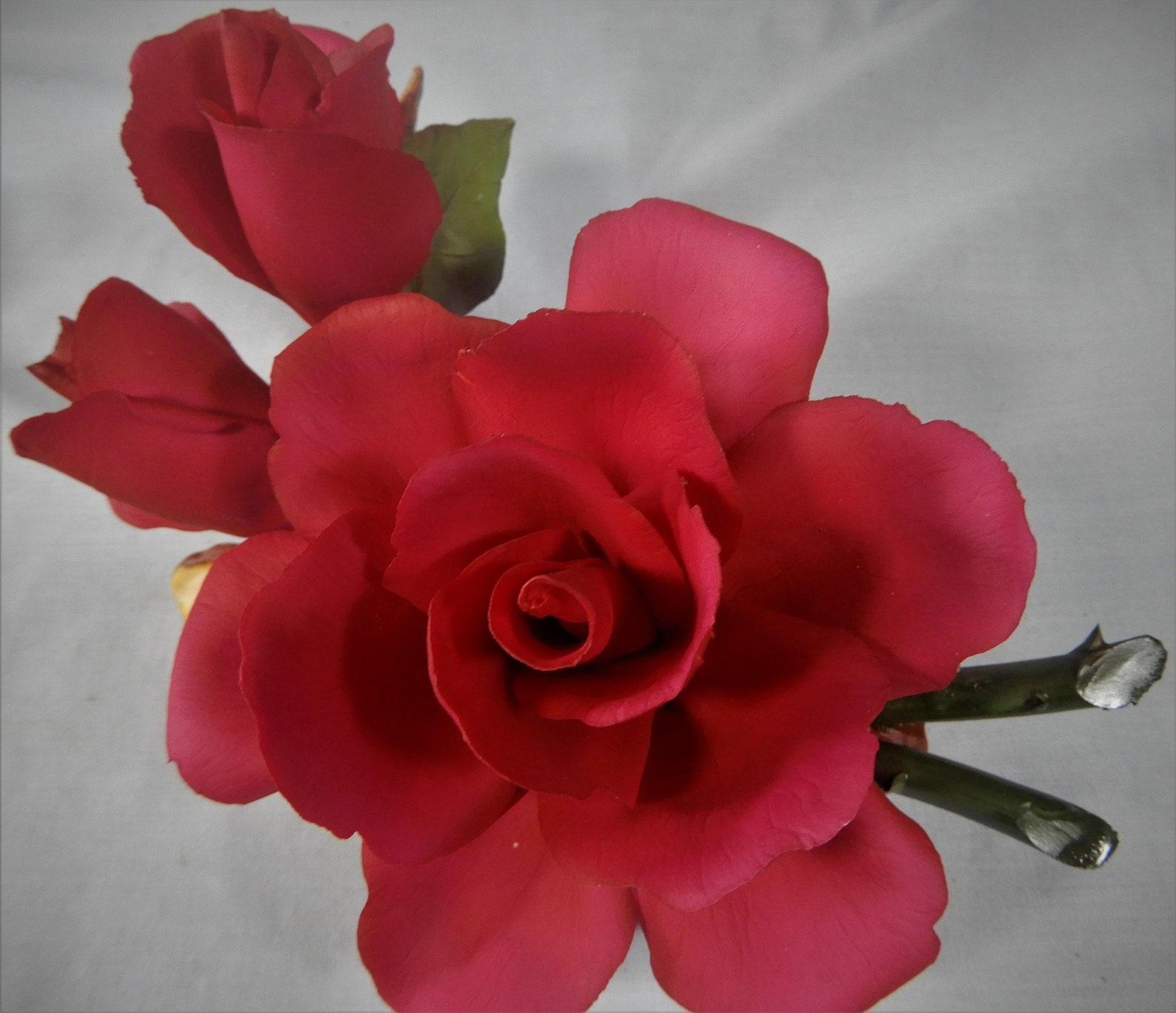 Vintage Fine Porcelain Red Roses Hand Made circa late 20th | Etsy