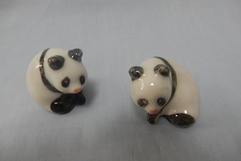 Vintage Porcelain Miniature Panda One Pair Hand Crafted - Etsy