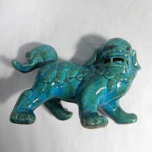 Vintage Turquoise Blue Fu Foo Dogs Pair Large Circa Mid Century ...