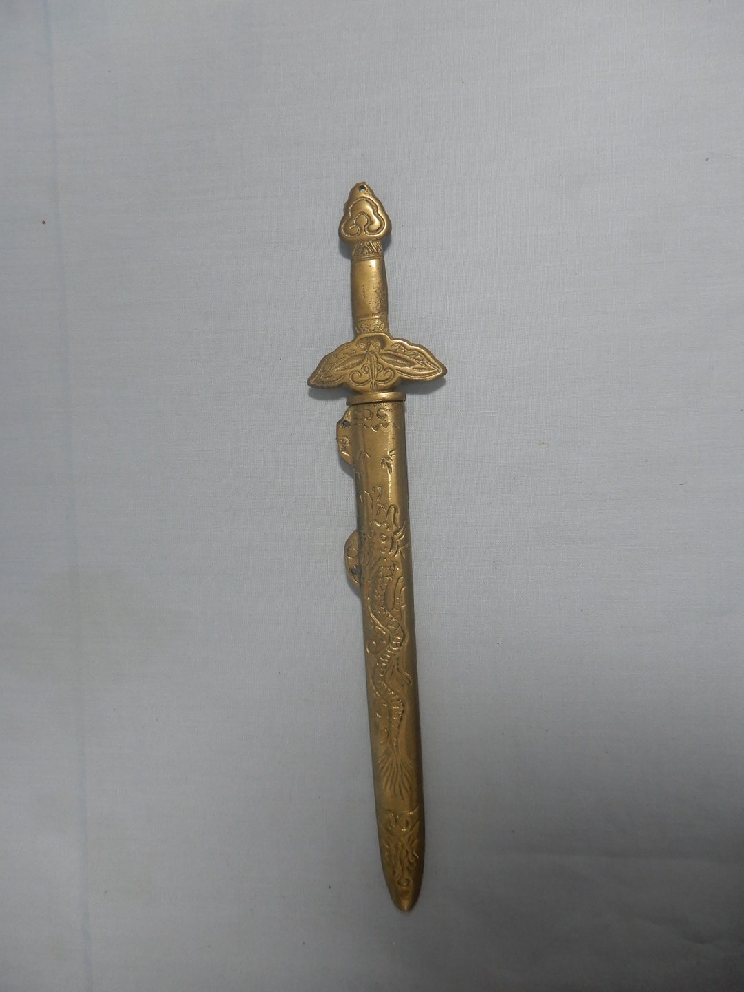 Vintage Chinese Miniature Brass Sword Letter Opener Dragon Motif Circa ...