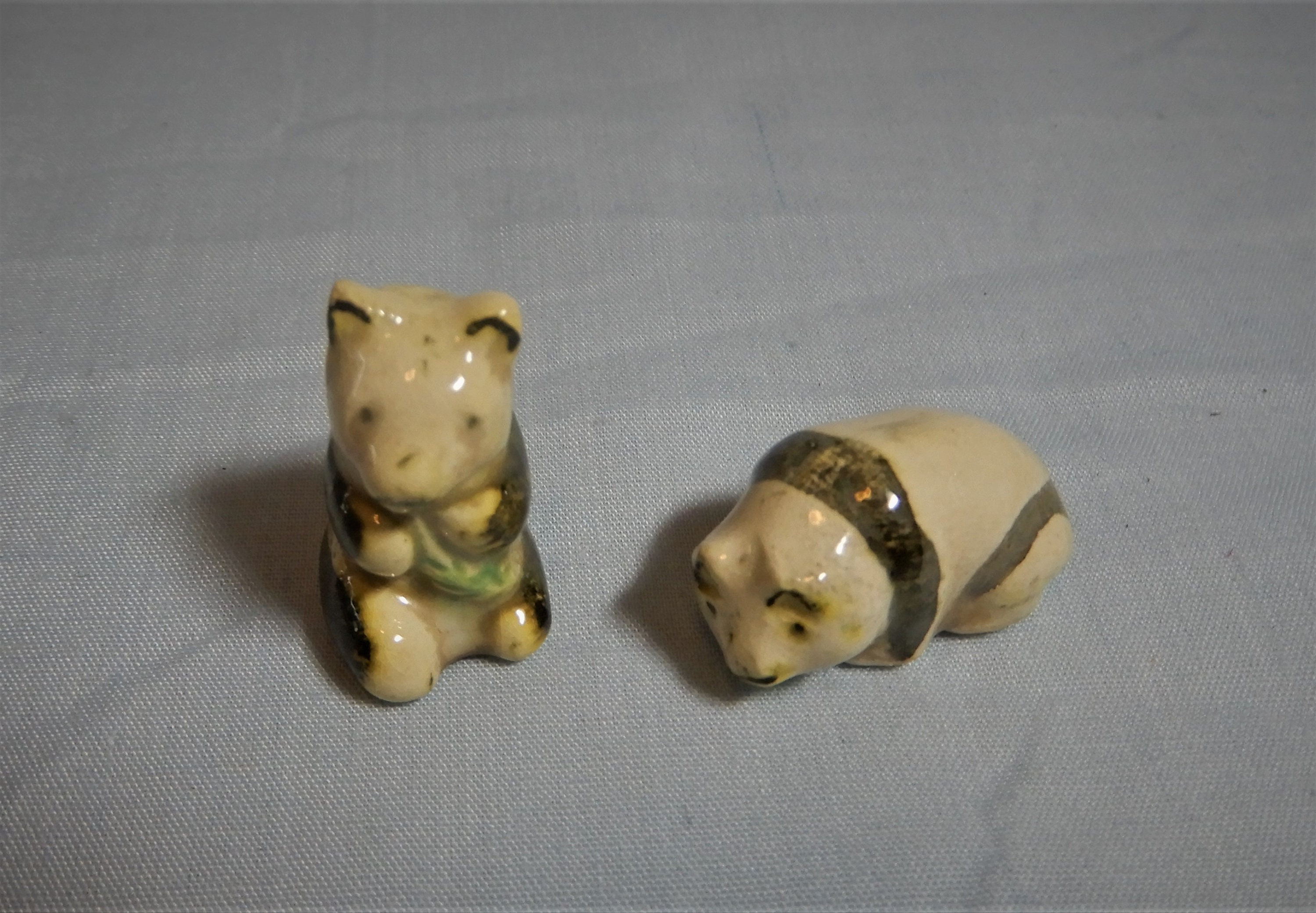 Vintage ceramic miniature pandas pair circa early 20th Century | Etsy