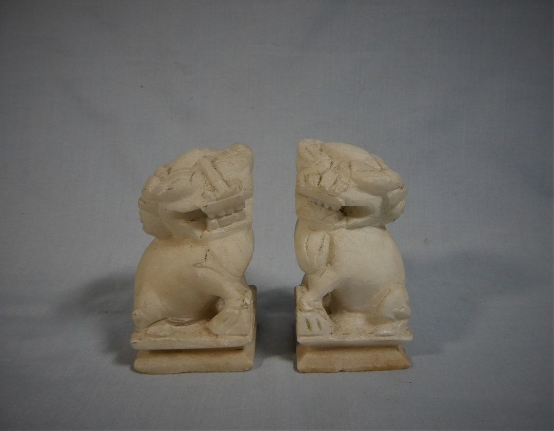 Vintage Chinese Stone Foo Dogs Pair Circa Mid 20th Century Retired Hand ...