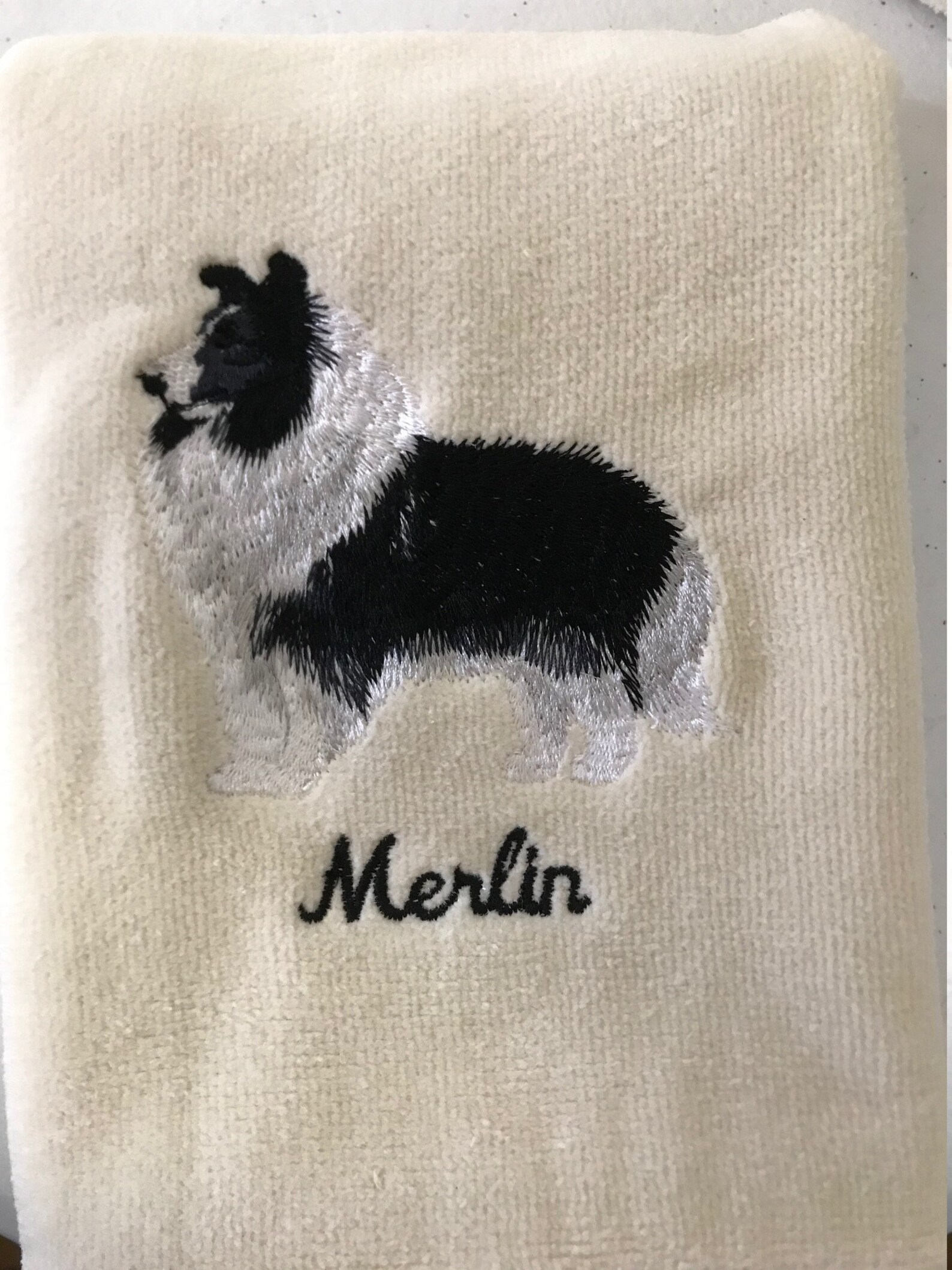 Shetland Sheepdog Sheltie Embroidered Hand Towel - Etsy