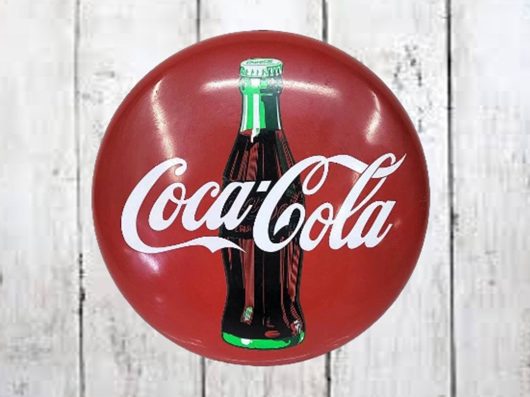Vintage Tin Coca-cola Button Sign 12 - Etsy