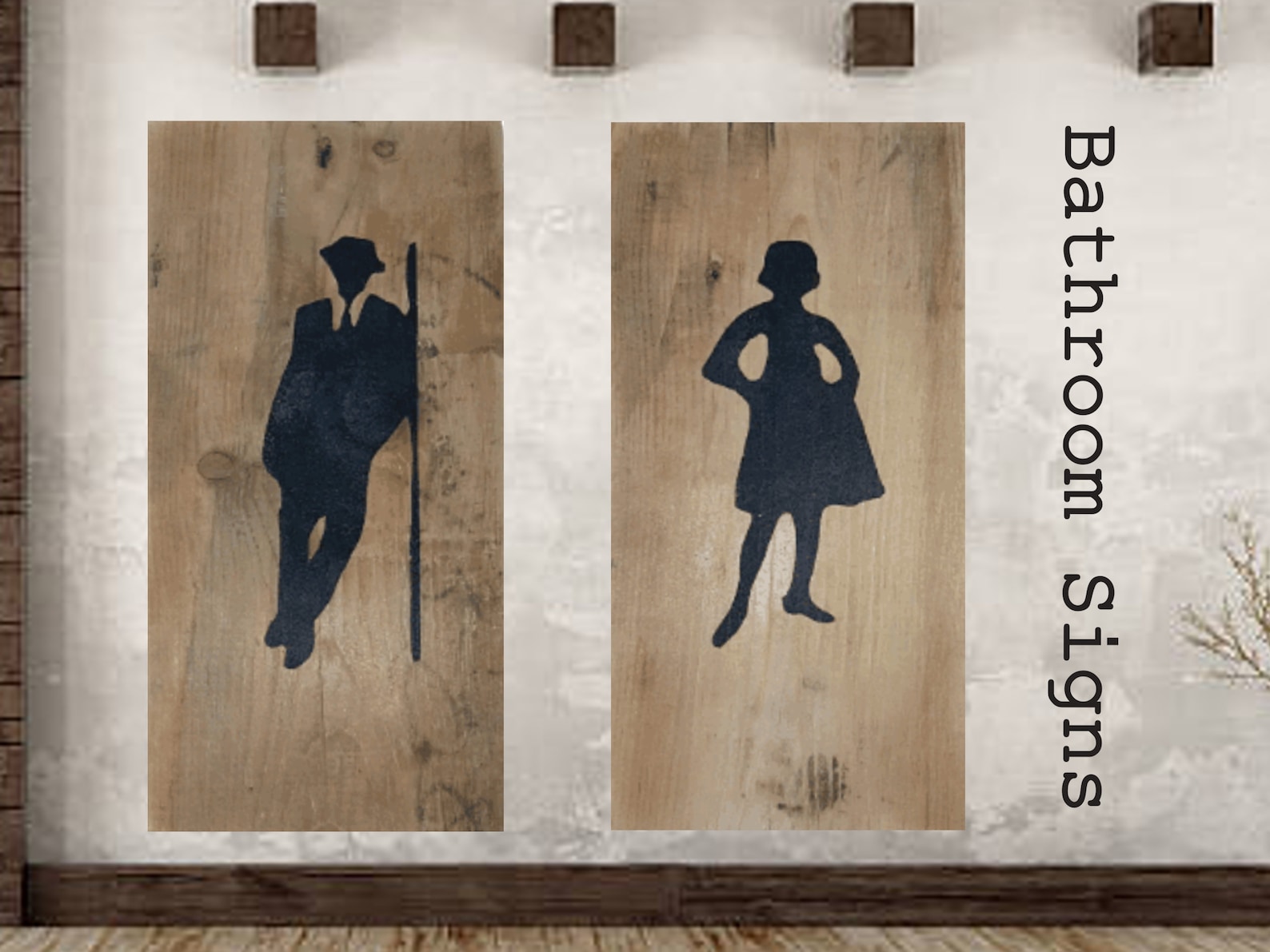 Wooden Bathroom Signs Rustic Farmhouse Decor Restroom Signs - Etsy