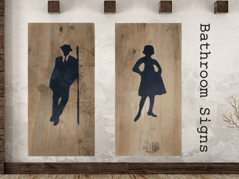 Wooden Bathroom Signs Rustic Farmhouse Decor Restroom Signs - Etsy