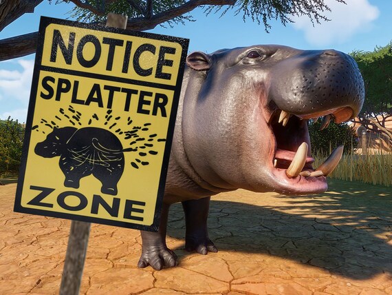 Zoo Sign Notice Splatter Zone Hippo Sign Hippopotamus - Etsy
