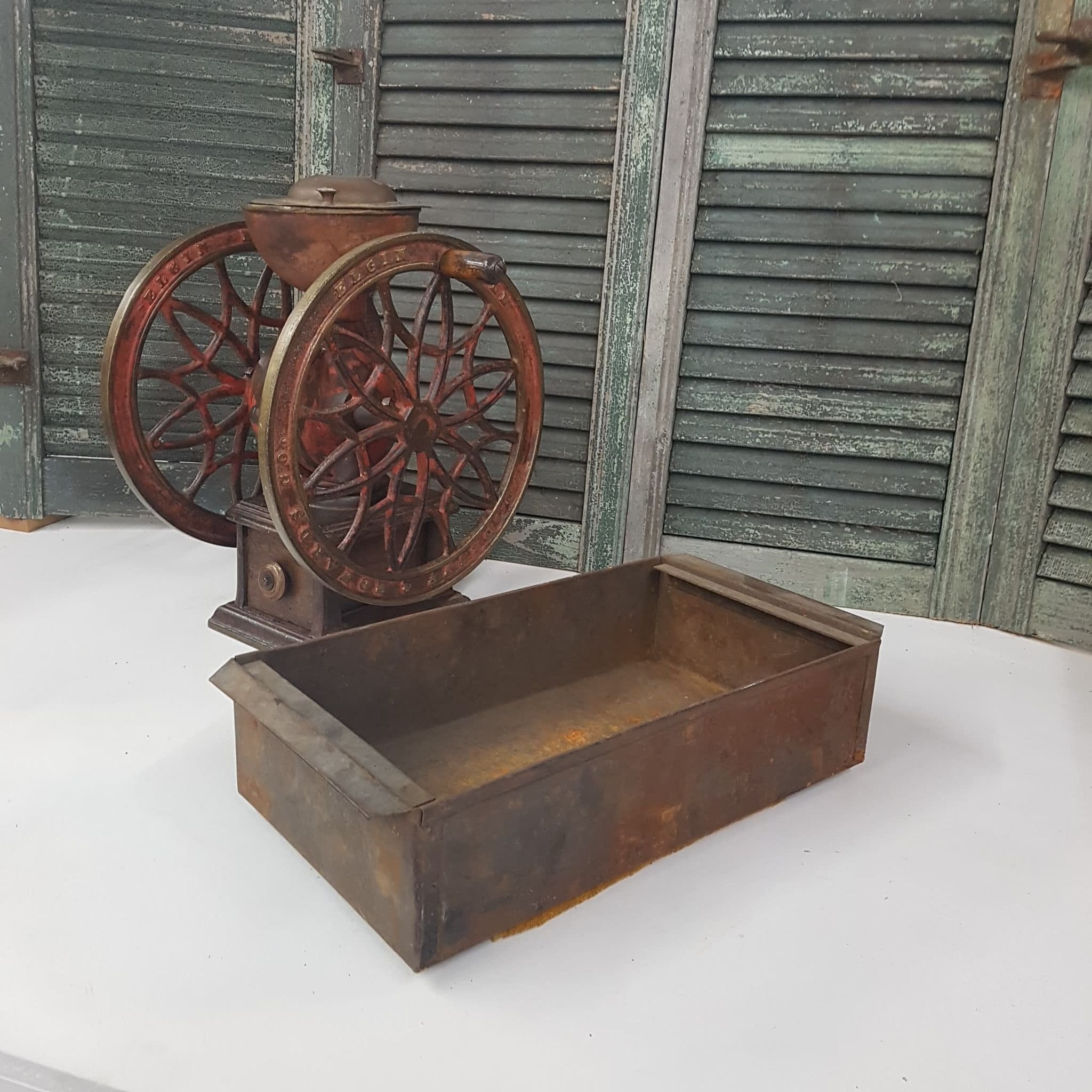 Antique Bin Industrial Metal Box or Basket Primitive OLD for Storage or ...