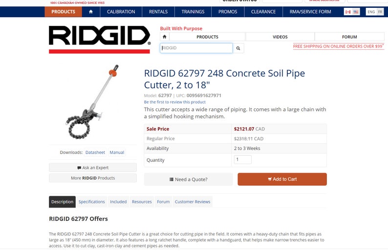 Ridgid Soil Pipe Cutter Ridgid 206 - Etsy