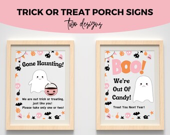 Printable Trick or Treat Porch Signs Instant Download for Halloween ...