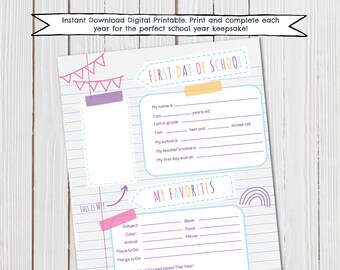 First Day of School Printable Questionnaire Interview First - Etsy