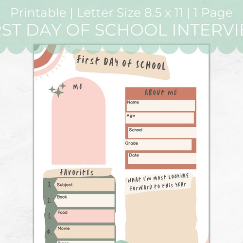 The Best First Day of School Interview All Grades Time - Etsy
