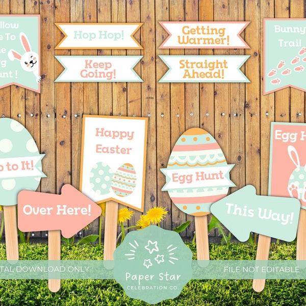 Printable Easter Egg Hunt Signs Printable Easter Sign Kit Easter Bunny ...