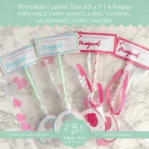 Printable Fairy Wands & Bag Toppers| Class Valentines Treat Bag Topper ...