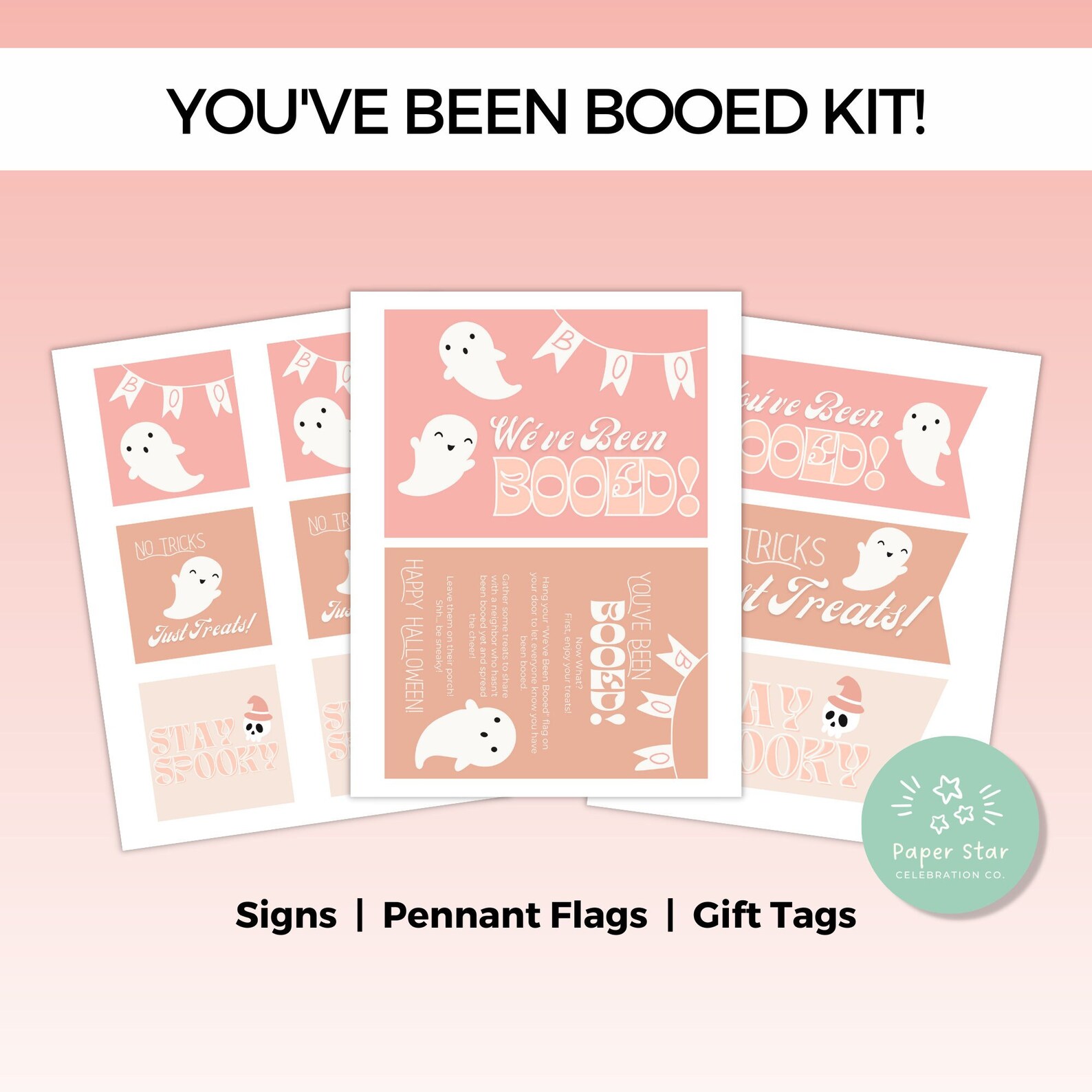 You've Been Booed Kit: Printable Halloween Signs, Flags, Tags (digital ...