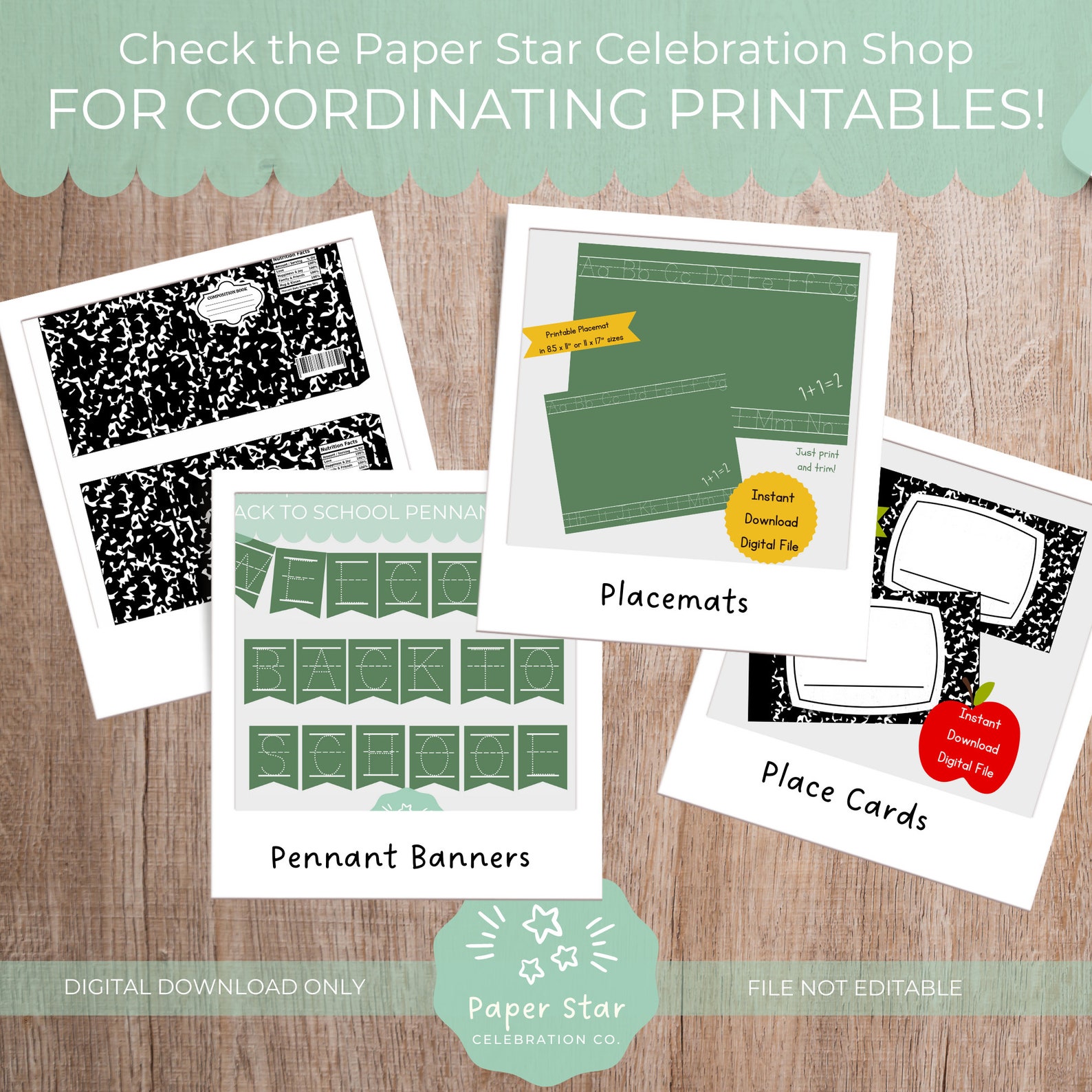 Printable Composition Book Place Cards, Back to School Name Cards, Back ...