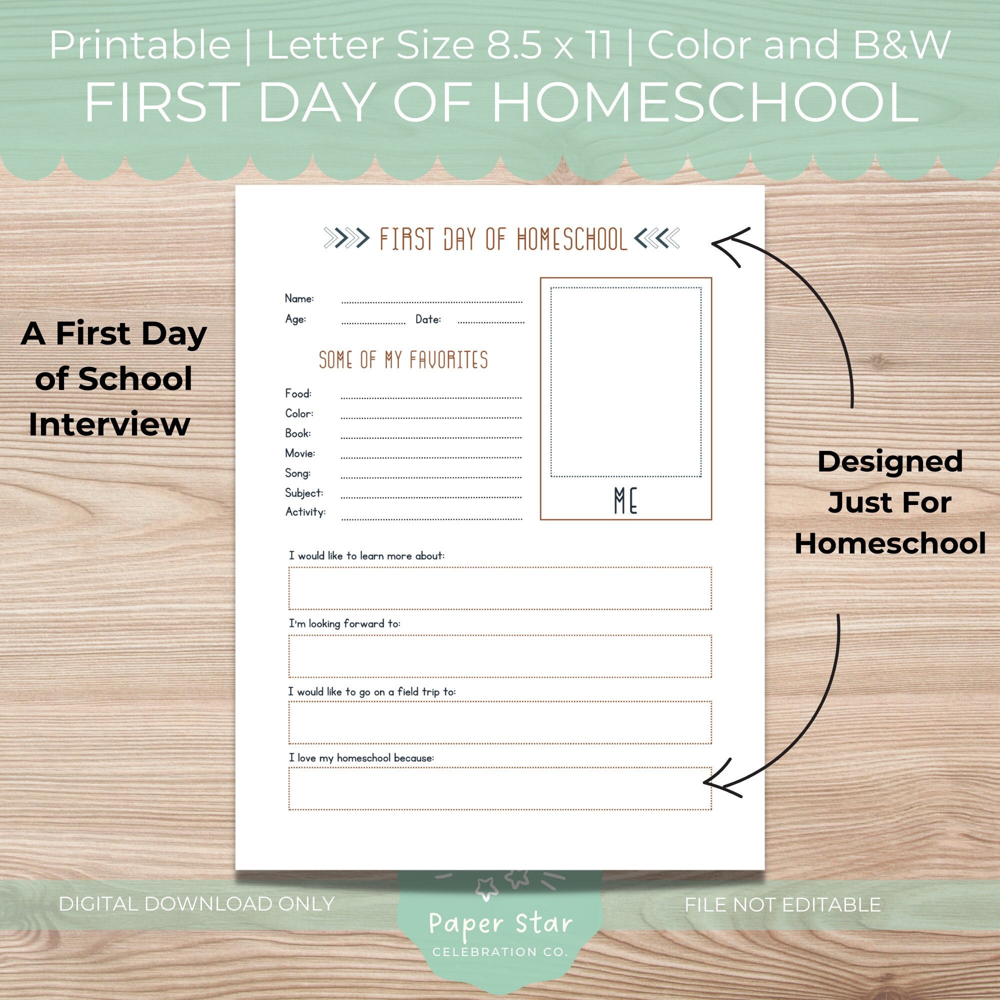 First Day of Homeschool Interview Printable, Designed Just for ...
