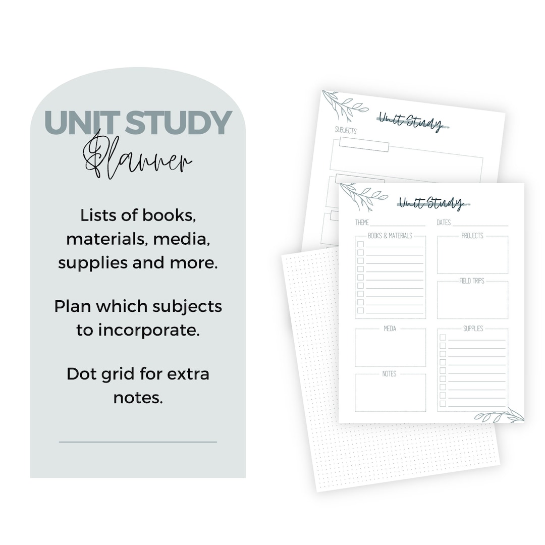 Unit Study Planner Pages for Homeschool Planning | Printable Digital ...