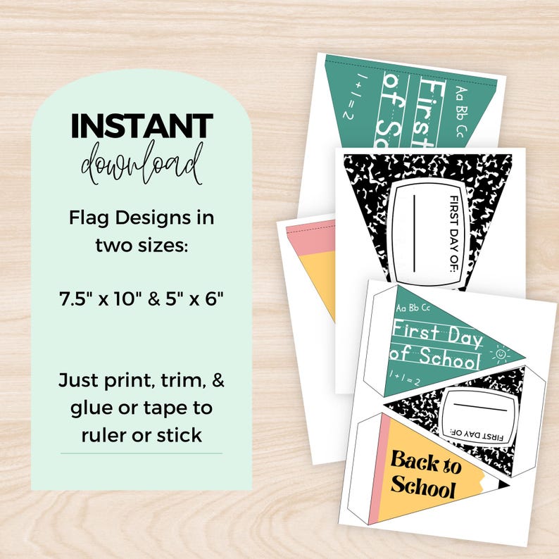Printable Back to School Pennant Flags Instant Download Flag Props for ...