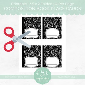 Printable Composition Book Place Cards, Back to School Name Cards, Back ...