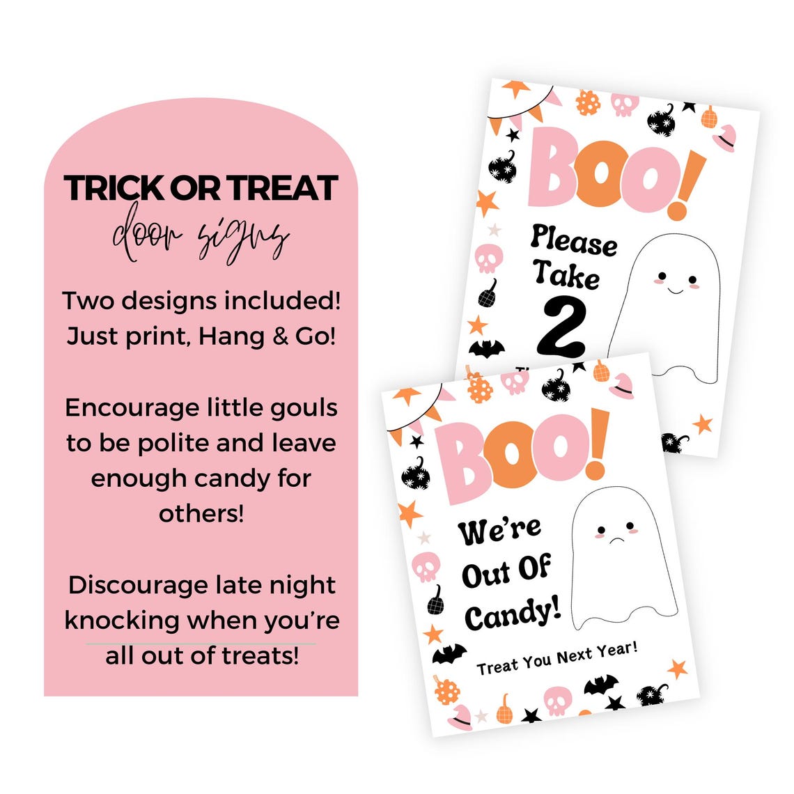Printable Trick or Treat Porch Signs Instant Download for Halloween ...