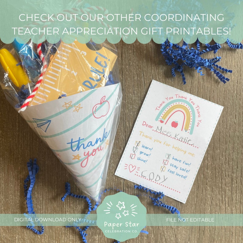 Printable Kids Teacher Appreciation Thank You Cards Fun and Colorful ...