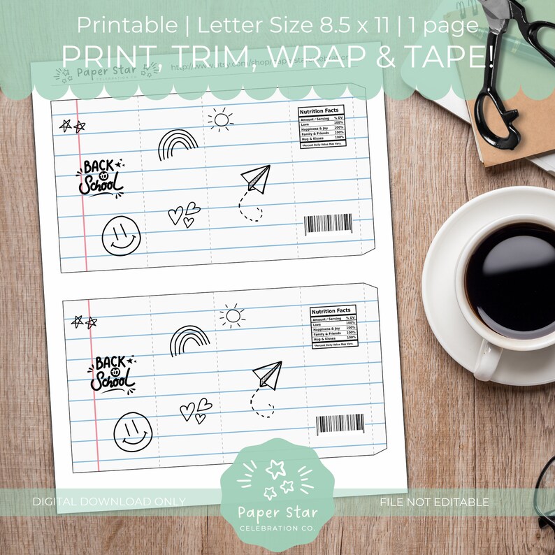 Printable Juice Box Label Wrap for Back to School or First Day - Etsy