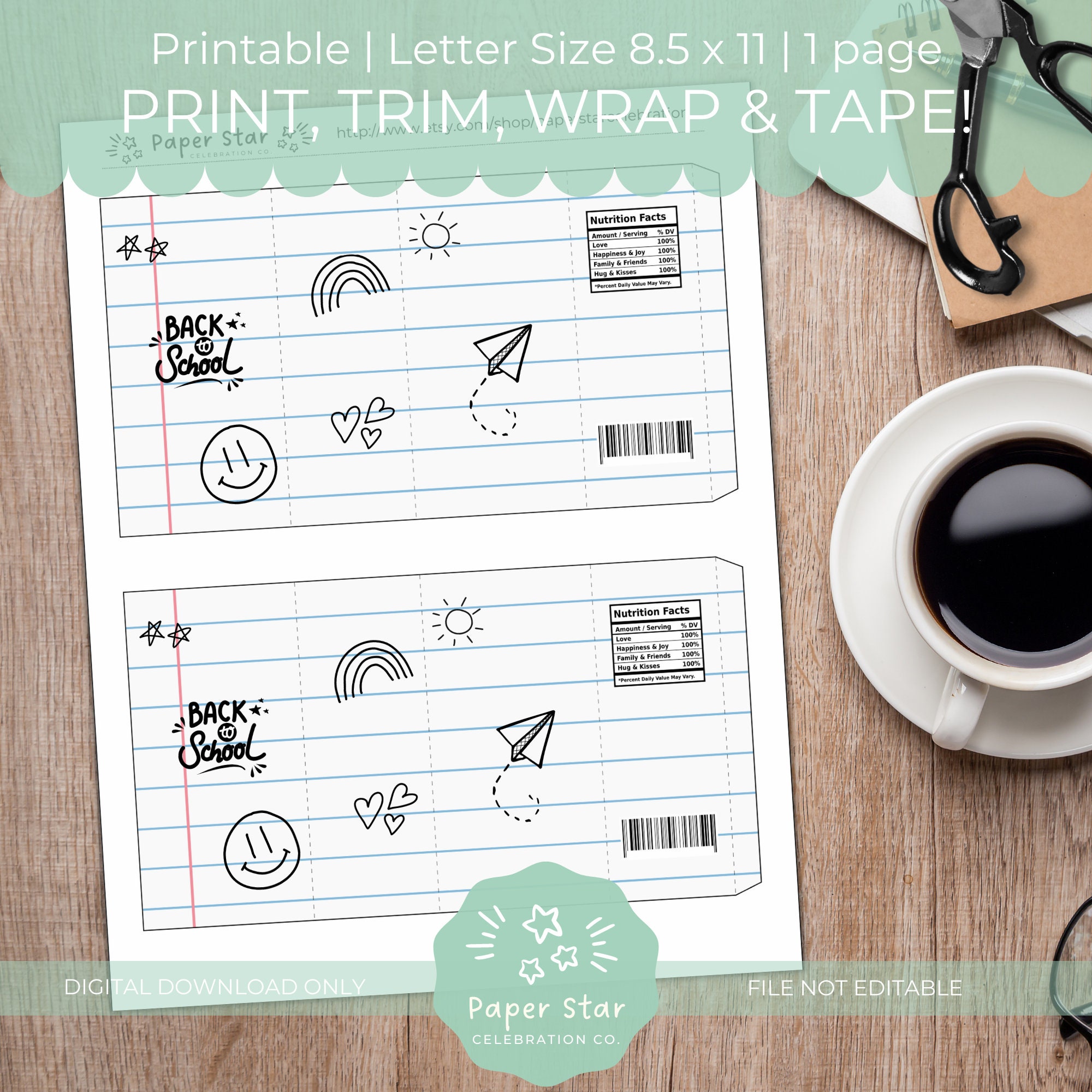 Printable Juice Box Label Wrap for Back to School or First Day - Etsy