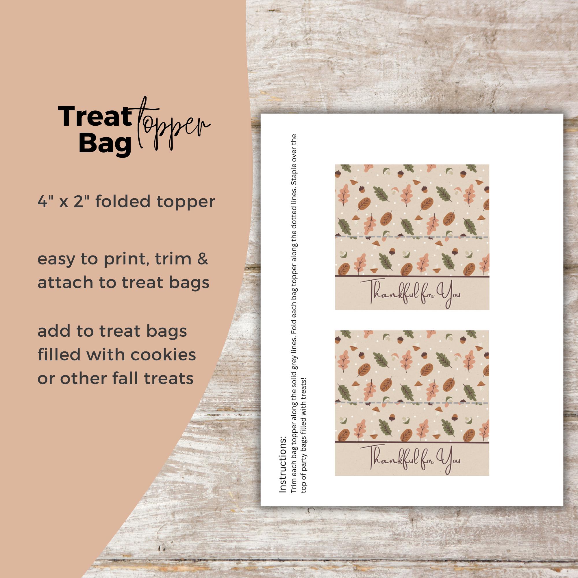 Printable DIY Thanksgiving Treat Bag Toppers | Cookie Toppers & Treats ...
