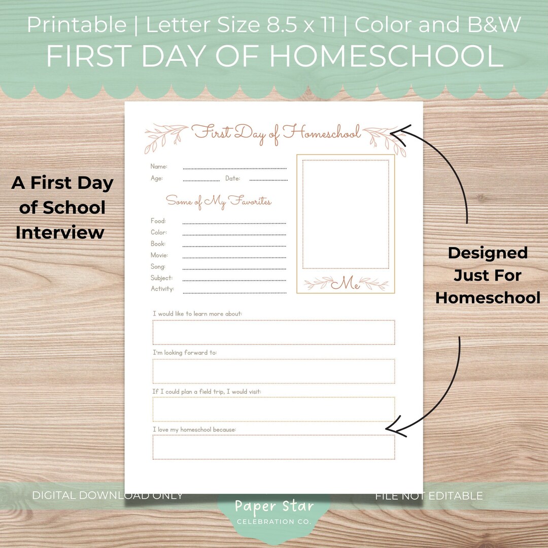 Homeschool Interview Printable: First Day Questionnaire (digital ...
