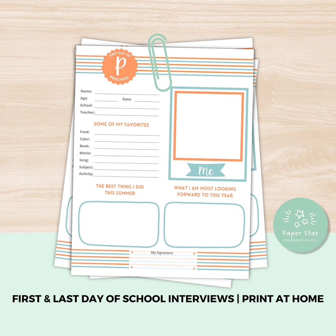 Back to School Printables for First & Last Day of School Interviews ...