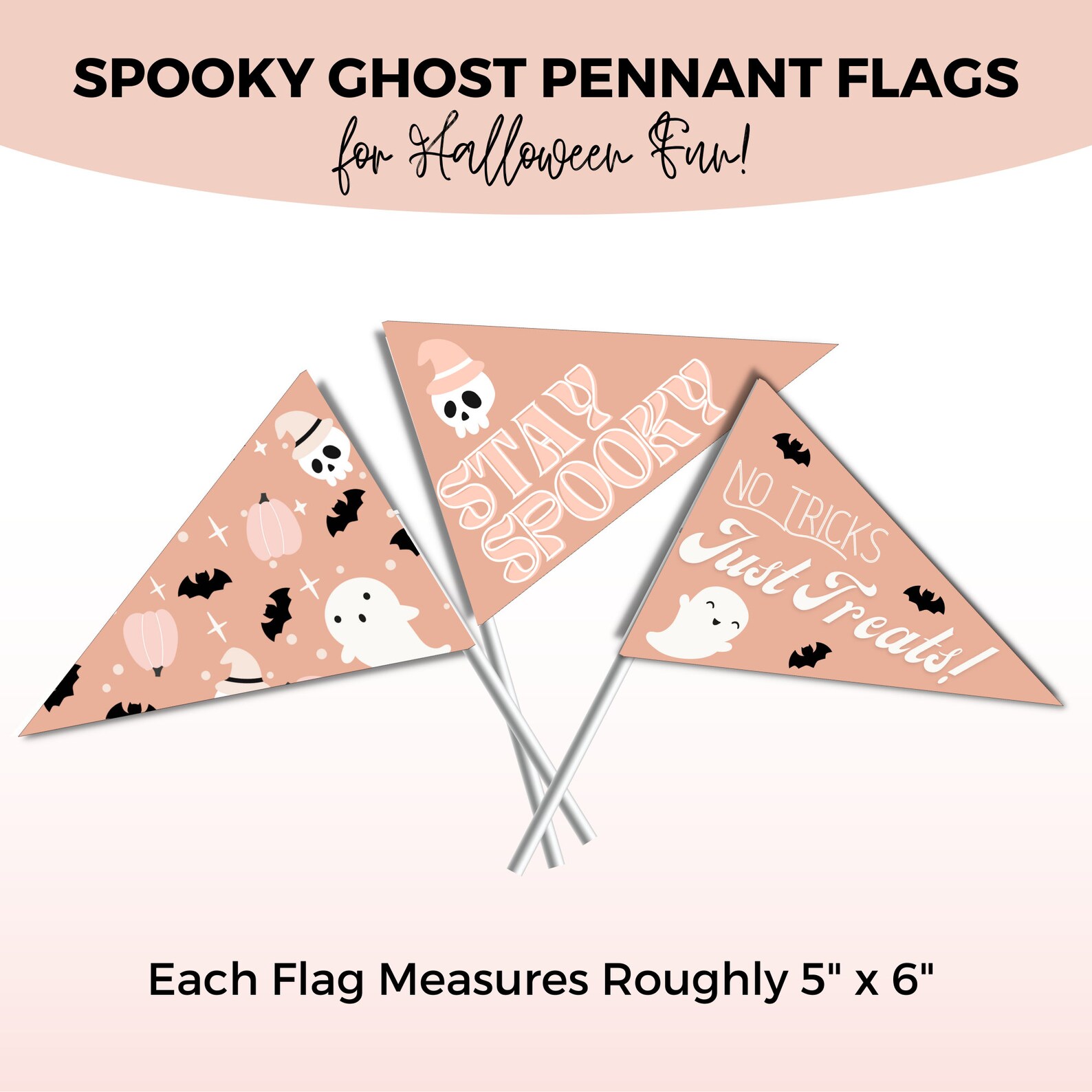 Halloween Ghost Pennant Flags: Pastel Spooky Decor (digital Download ...