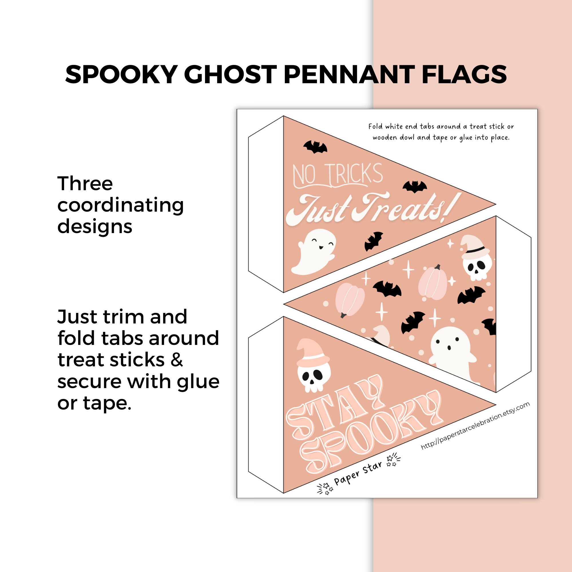 Halloween Ghost Pennant Flags: Pastel Spooky Decor (digital Download ...