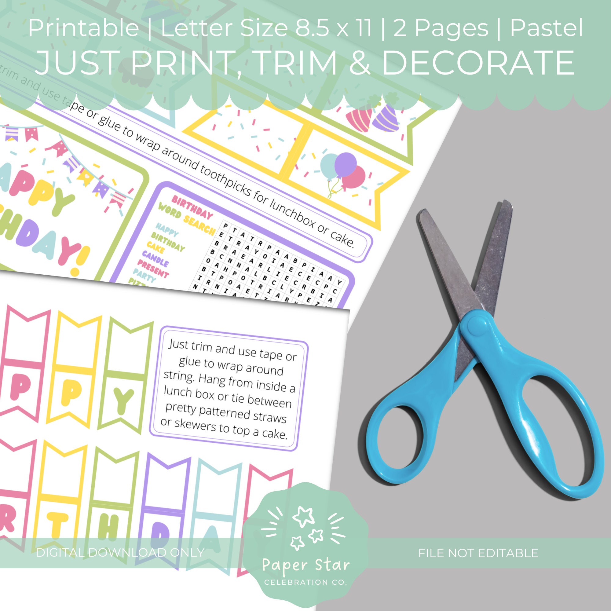 Printable Birthday Decorations Kit for Lunch Box | Printable Cake ...