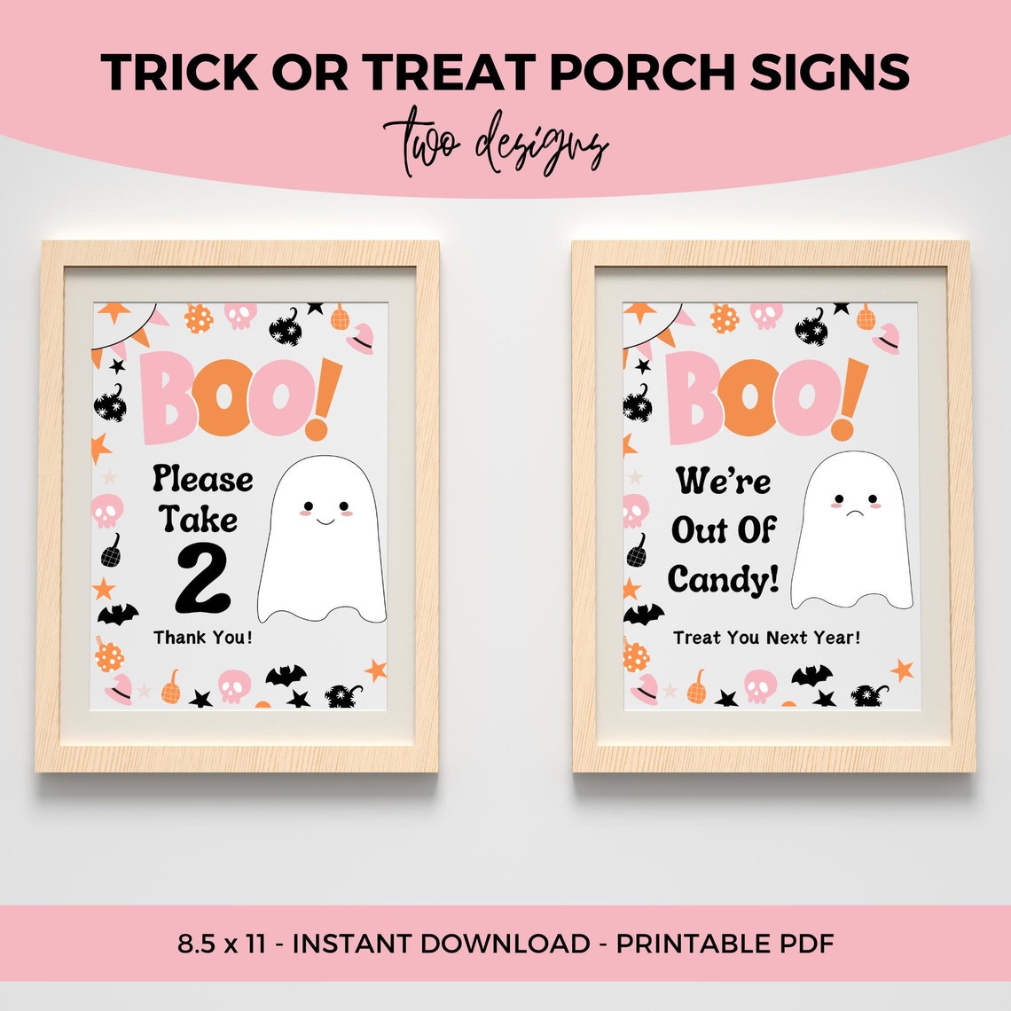 Printable Trick or Treat Signs: Ghost Porch Decor (digital Download PDF ...