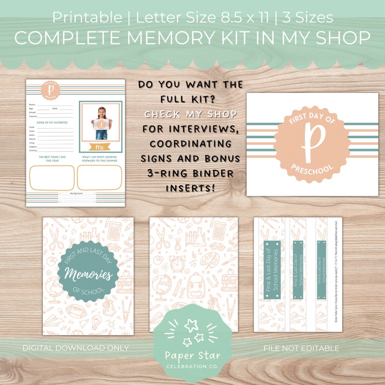 School Memories Interview Printable: First & Last Day Keepsake (digital ...