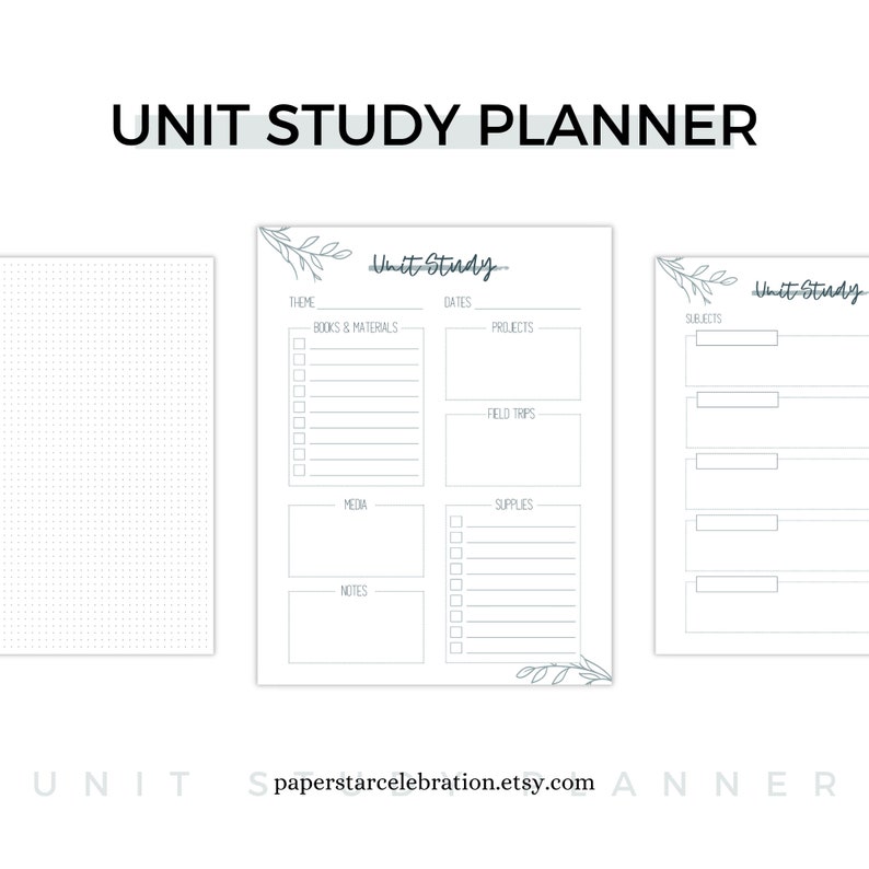 Unit Study Planner Pages for Homeschool Planning Printable Digital ...