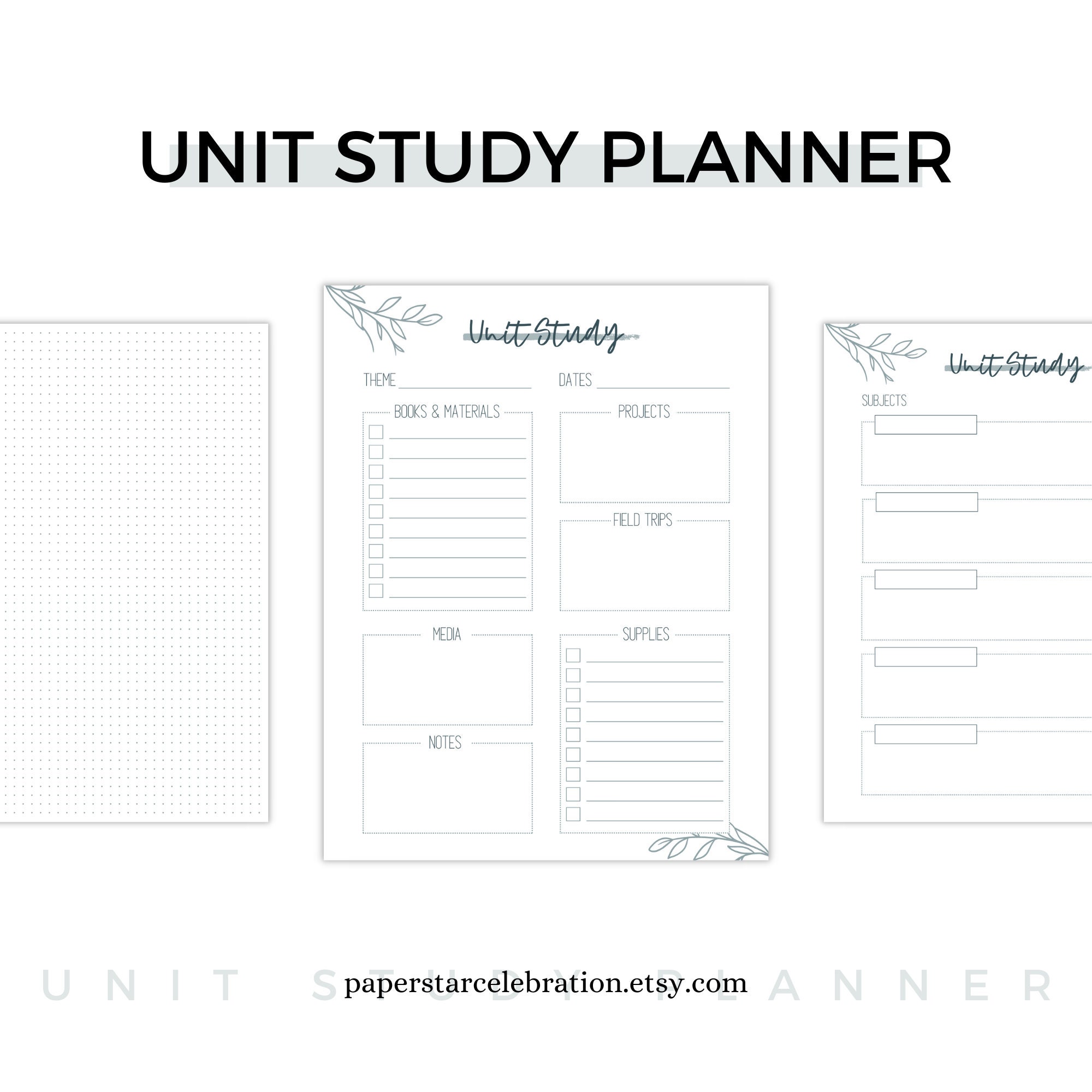 Unit Study Planner Pages for Homeschool Planning Printable Digital ...
