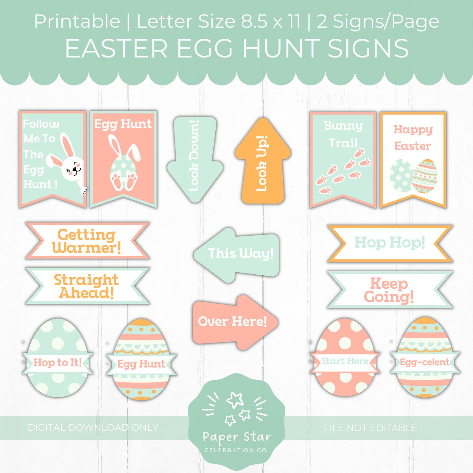 Printable Easter Egg Hunt Signs | Printable Easter Sign Kit | Easter ...