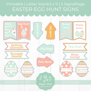 Printable Easter Egg Hunt Signs | Printable Easter Sign Kit | Easter ...