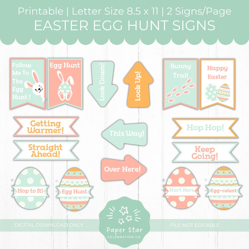 Printable Easter Egg Hunt Signs | Printable Easter Sign Kit | Easter ...
