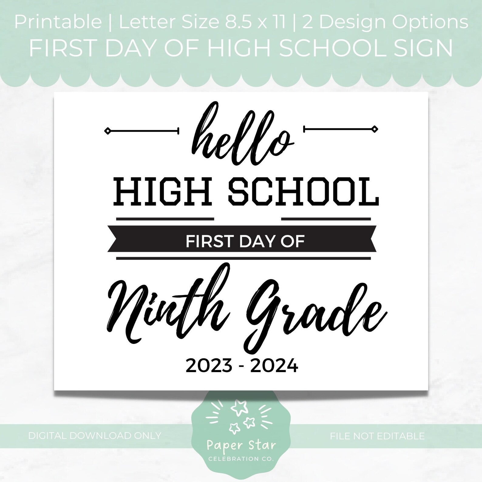 Hello High School First Day of School Printable Photo Prop Signs ...