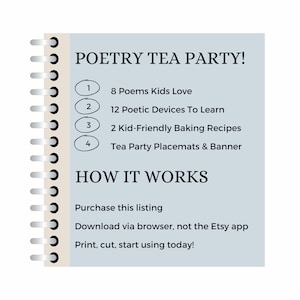 Poetry Tea Party Printable Bundle: Poems, Recipes, Decor (digital ...