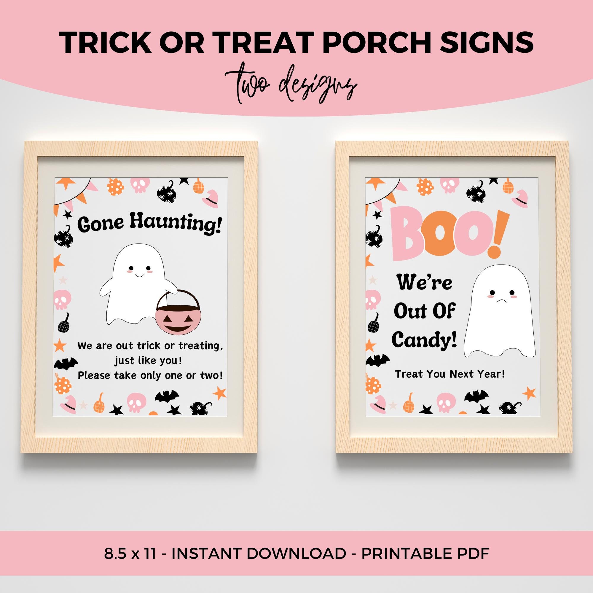Printable Trick or Treat Porch Signs | Instant Download for Halloween ...