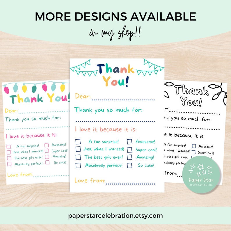 Easy Printable Check Box Gratitude Cards for Kids Cute Notecards for ...