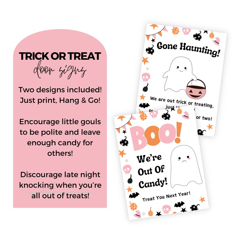Printable Trick or Treat Porch Signs | Instant Download for Halloween ...