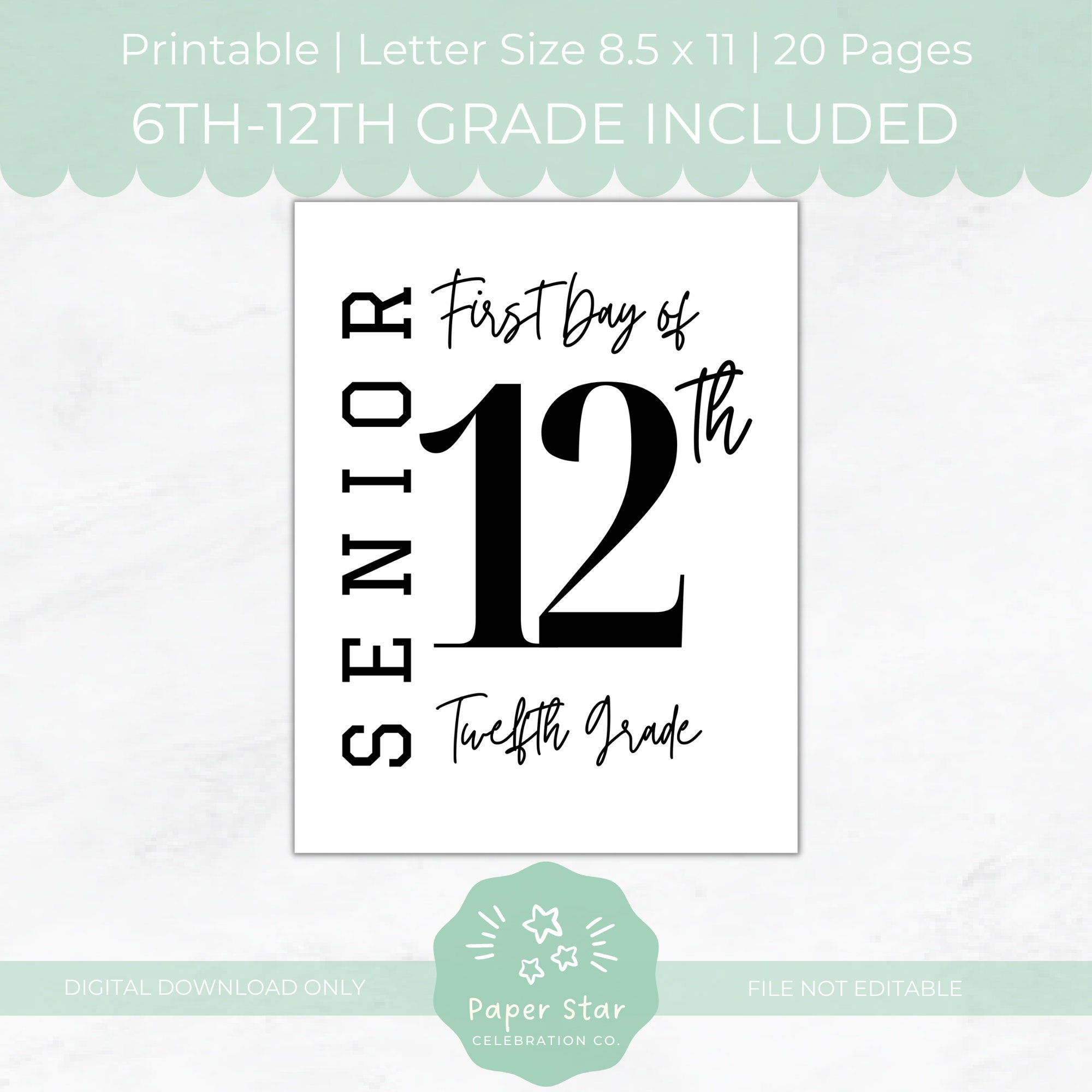 First Day of School Last Day of School Printable Signs Instant Download ...