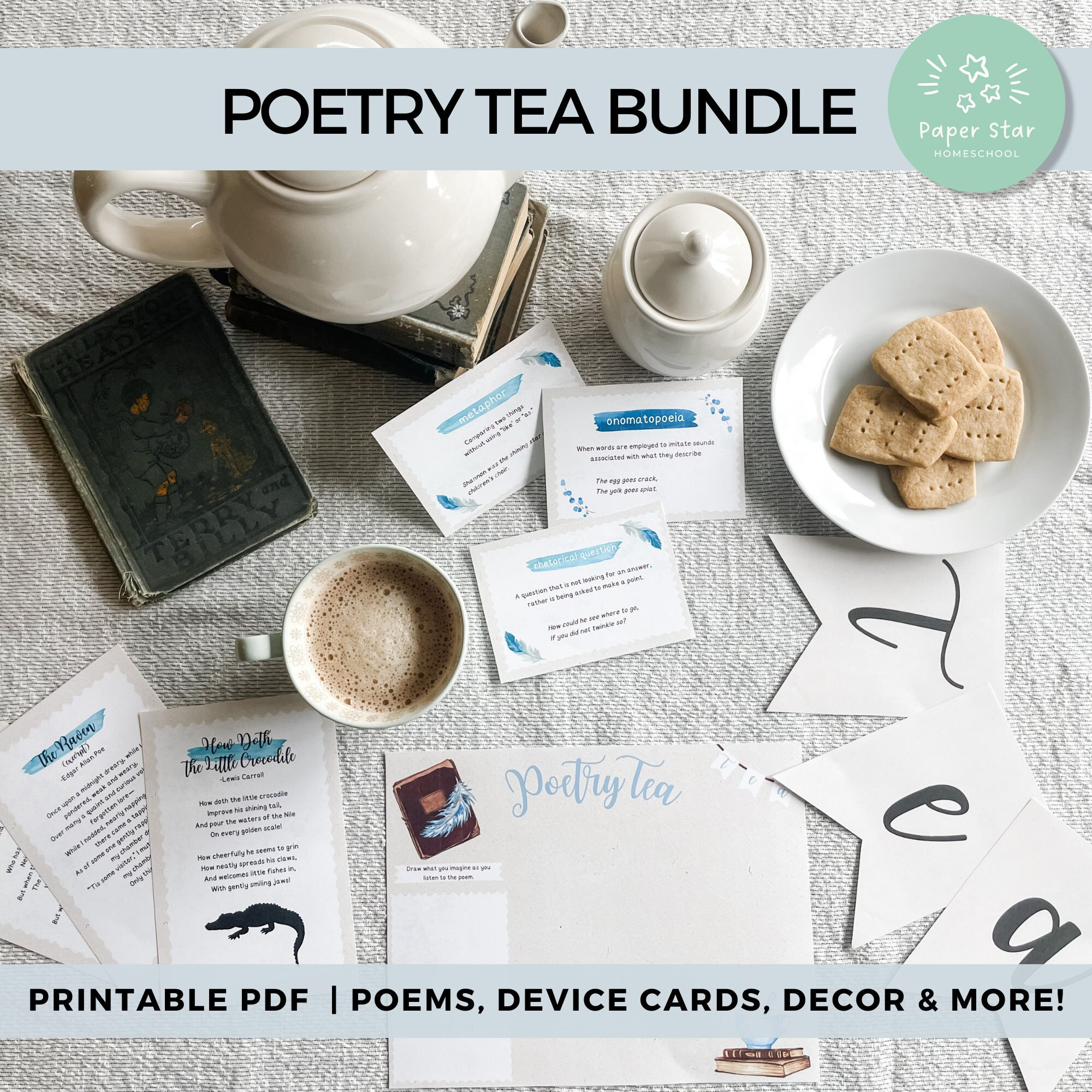 Poetry Tea Party Printable Bundle: Poems, Recipes, Decor (digital ...