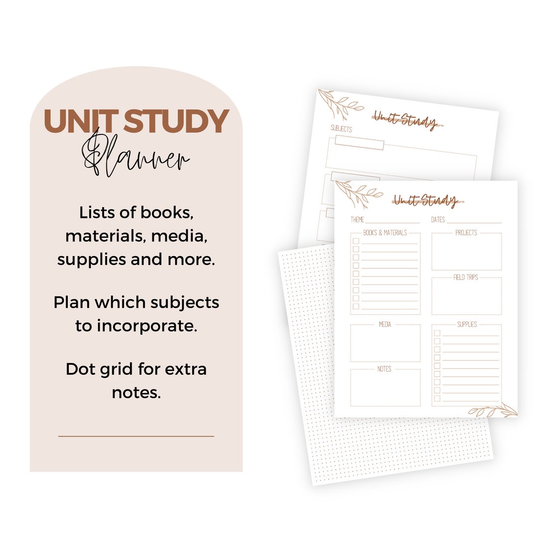 Unit Study Planner Pages for Homeschool Planning | Printable Digital ...