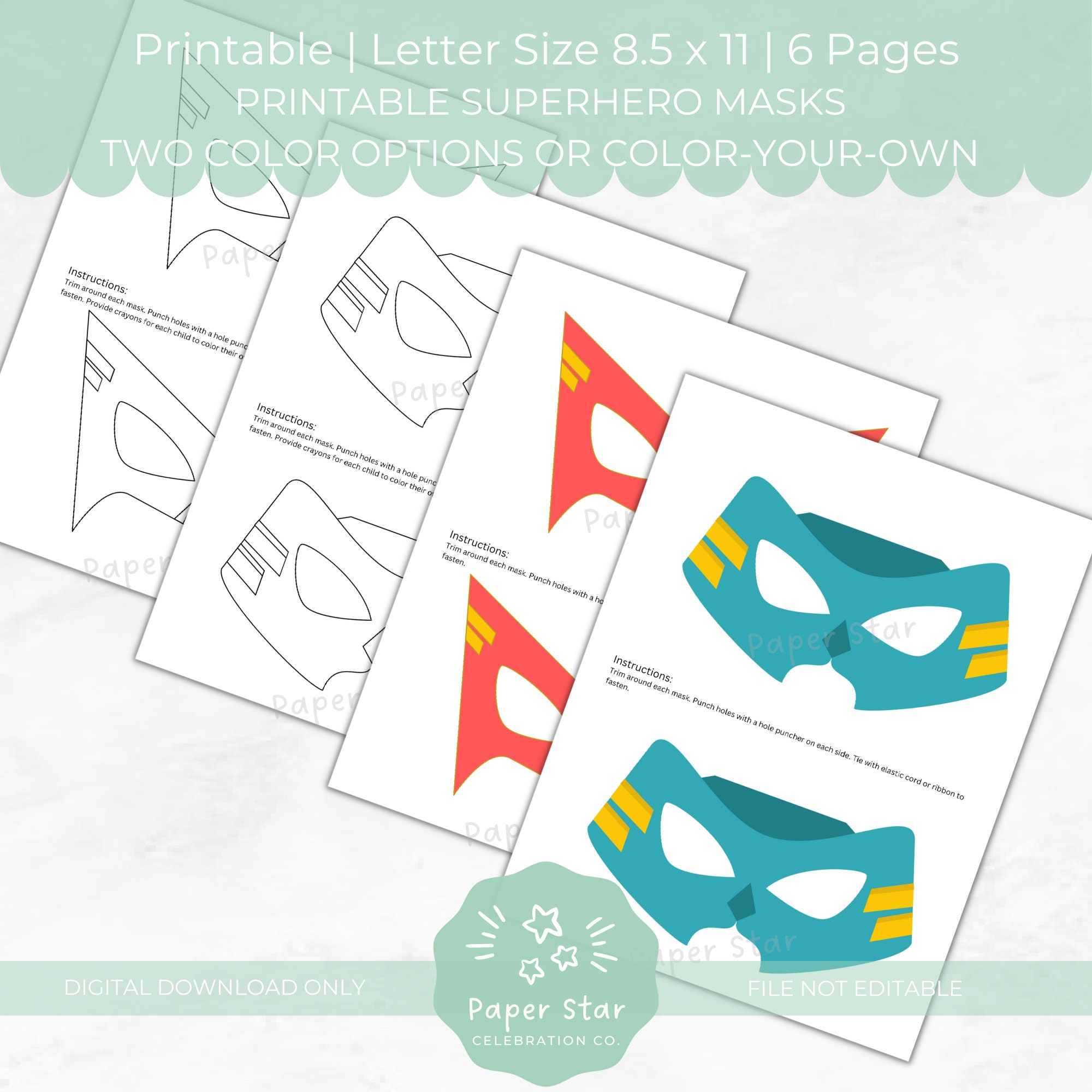 Printable Superhero Masks & Bag Toppers Class Valentines Treat Bag ...